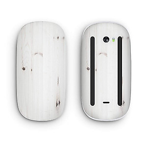 Design Skinz White Vertical Wood Planks Vinyl Decal Compatible with The Apple Magic Mouse 2 (Wireless, Rechargable) with Multi-Touch Surface