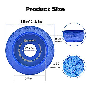 Diamond Profile Wheel 3 Inchx7/8"x15mm, HIGHDRIL Demi-bullnose Edge Abrasive Grinding Wheel Vacuum Brazed Diamond Grinding Disc for Tile,Quartz,Marble,Granite,Ceramic,Artificial Stone