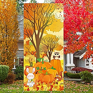 Fall Door Cover Thanksgiving Door Decoration Autumn Banner Harvest Backdrop 78 x 35.4 Inches