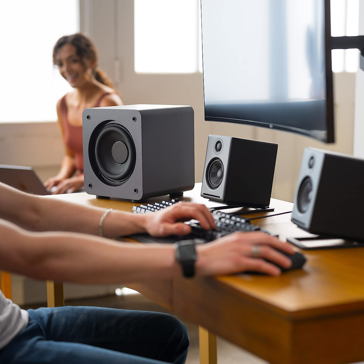 Audioengine S6 210W Compact Powered Mini Subwoofer- Powerful Bass in a Small Package - Great for Desktops, Apartments, Offices and Gaming Setups