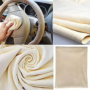 (1 Pack) Car Natural Chamois Cleaning Cloth, AutoCare Genuine Deerskin Leather Auto Car Wash Drying Towel,Super Absorbent (30 x 50 cm)