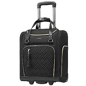 Coolife Luggage Carry On Luggage Underseat Luggage Suitcase Softside Wheeled Luggage Lightweight Rolling Travel Bag Underseater (Black, Carry-On 16-Inch)