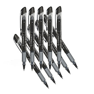Q Connect 0.5mm Liquid Ink Rollerball Pen - Black (Pack of 10))