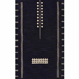 Momeni Simba Wool Hand Tufted Contemporary Indoor Area Rug, Navy, 5' X 8'