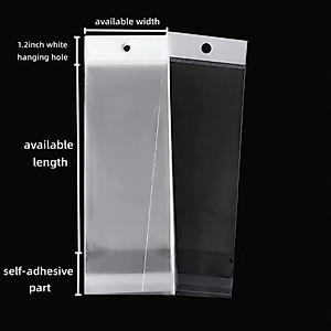 PABCK 100 Pack (Available Size 4.9x17.7 inches) Clear Self Adhesive Straight Hair Packaging Bags with Hang Hole Wigs Hair Storage Beauty Personal Care Hair Care Extensions Wigs Accessories