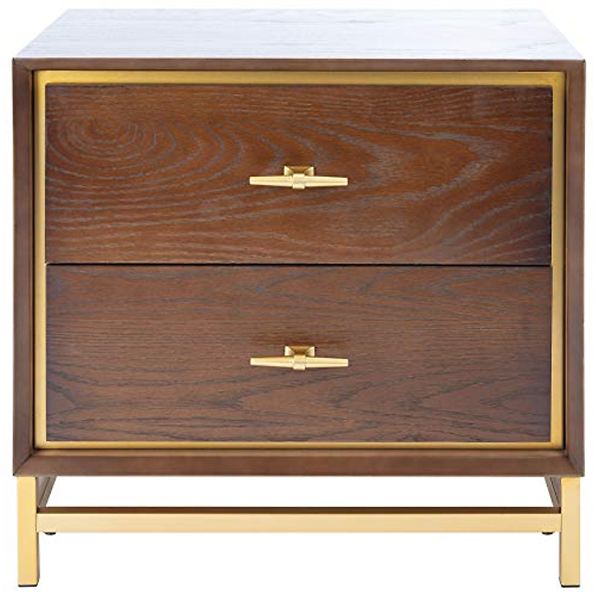 SAFAVIEH NST6401B, 23" W x 16" L x 21.5" H, Walnut/Brass