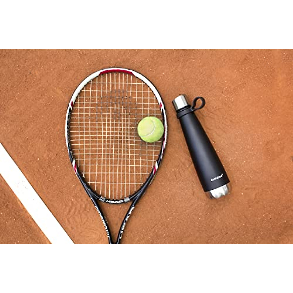 Costablue Insulated Water Bottle - On-The-Go Refillable Stainless Steel Water Bottles For Adults, Reusable Thermos Travel Tumbler With Leak-proof Lid For Hot & Cold Beverages (17 Oz. Matte Black)