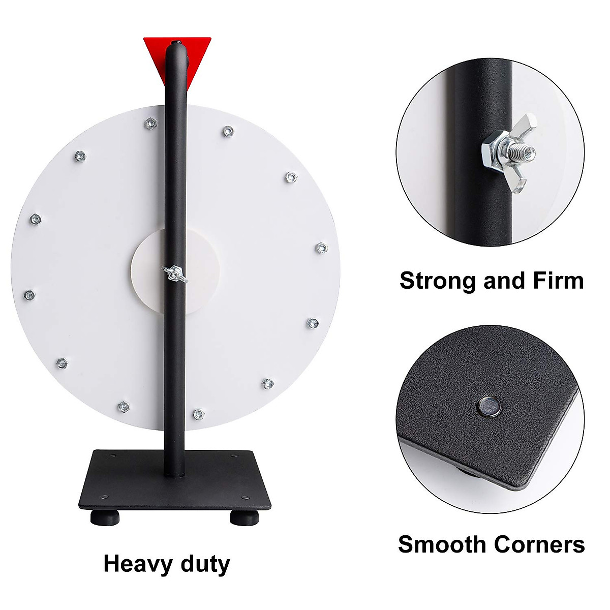 Spinning Wheel for Prizes, 10 Slots Black Prize Wheel with Eraser, 12 Inch Spin Wheel with Stand, Roulette Wheel for Tabletop - Wheel of Fortune Wheel Spinner for Carnival, Game Casino and Trade Show