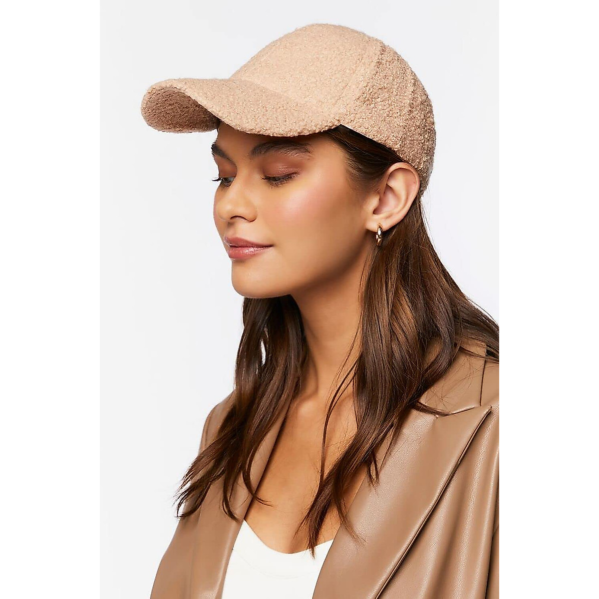 Mealah Winter-Warm Baseball-Hat for Womens Faux-Lamb-Wool Adjustable Baseball Cap Beige