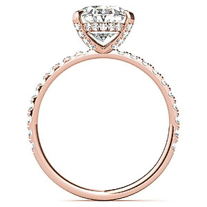 10K Solid Rose Gold Handmade Engagement Rings, 2 CT Oval Cut Moissanite Diamond Solitaire Bridal/Wedding Ring for Women/Her, Minimalist Ring Anniversary Ring Gifts (5.5)