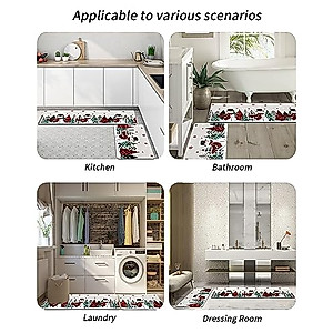 Snowman Bath Mat for Tub,Non Slip Bathroom Floor Runner Rug Quick Dry & Absorbent Diatomaceous Earth Shower Sink Bedroom Kitchen Washable Doormat,Snowflake Christmas Red Buffalo Plaid 24x36+24x71