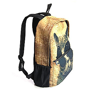 Fashion Unisex Canvas Rucksack Vintage Computer Laptop Backpack School Travel Shoulder Backpack Bag (Wolf with Rose) CPB-60