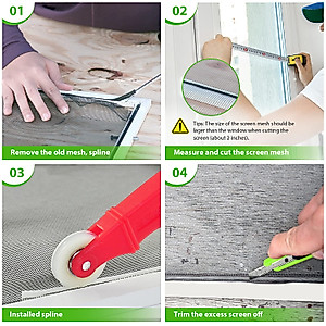 Replacement Window Screens, 48X118 Inch Durable Window Screen Mesh for Patio Porch Door Windows, DIY Adjustable Fiberglass Screen Repair Kit Sliding Net Roll Pet, Black by Ouskr