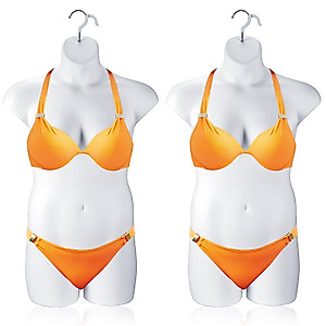 Kigley 2 Pcs Plus Size Female Mannequin with Hook Hip Long Hollow Back Hanging Mannequin Torso White Female Half Mannequin Body Dress Form Clothing Shirt Dress Accessories Display