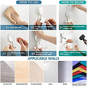 TAILI Shower Razor Holder Suction Cup 2 Pack, Vacuum Suction Razor Hanger for Shower Wall, Suction Door Hooks for Towel Loofah Sponge, Shower Razor Hooks for Bathroom Removable Waterproof, White