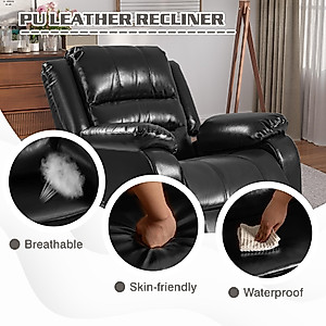 Furmax Power Lift Recliner Chair for Elderly, PU Leather Modern Single Reclining Sofa, Ergonomic Lounge Padded Armchair Home Theater Seat with Lumbar Support for Living Room (Black)