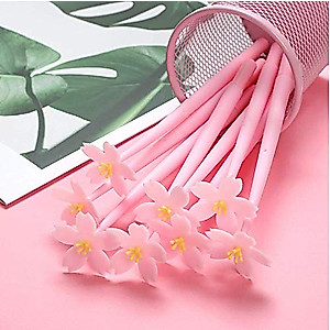 Chris.W 12Pcs Cute Cherry Flower Pens Creative Gel Ink Pens, Party Favor Decor, Office Supplies, Black 0.5mm (Pink)