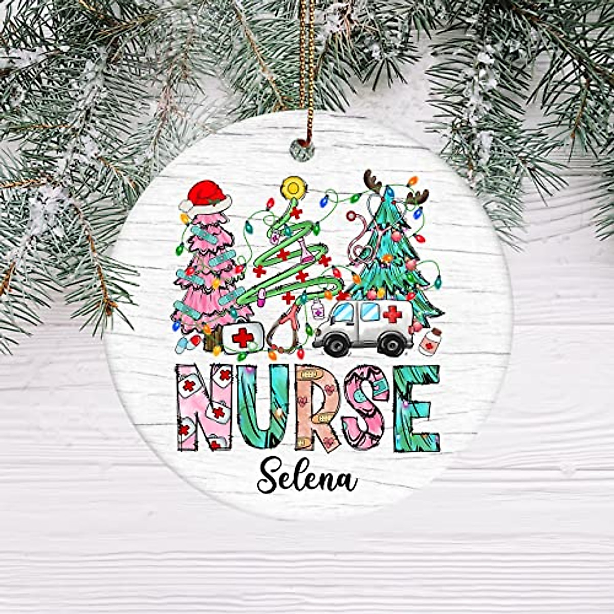 ColorfulParrot Custom Nurse Stethoscope Christmas Ornament, Nurse Ornament, Stethoscope Ornament, Nursing Assistant Gifts JWyM 1