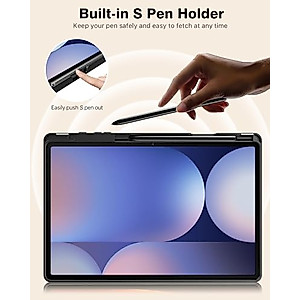 TiMOVO Case for Samsung Galaxy Tab S10+ Plus 2024/S9 Plus 2023, Soft TPU Back Protective Cover with S Pen Holder for Galaxy Tab S10+/S9+ 12.4 inch Tablet, Support Auto Wake/Sleep, Black