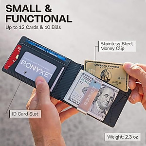 Ronyxet Slim Wallet for Men with RFID Blocking, Mens Wallet Money Clip, Minimalist Credit Card Holder, Front Pocket Bifold Wallet - With Gift Box