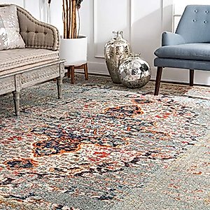 nuLOOM Sarita Distressed Persian Area Rug, 7' 10" x 11', Grey