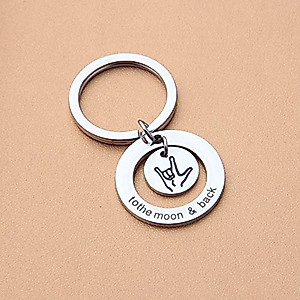AKTAP Sign Language Jewelry I Love You to The and Back Keychain ASL Sign Language Gift Interpreter Gift ASL Jewelry