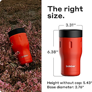 BOBBER 12 oz Leak-Proof Coffee Tumbler for Cold & Hot Drinks – 100% Spill-Proof, Vacuum Insulated, Dishwasher Safe Coffee Thermos – Stainless Steel, BPA-Free Tumbler with Screw On Lid (Red)