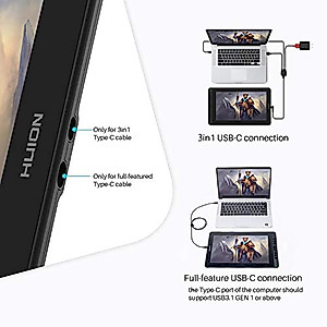 HUION KAMVAS 13 Drawing Tablet with Screen, 13.3" Full-Laminated Graphics Tablet with Battery-Free Stylus Tilt Support for Digital Art, Paint & Design, Work with Mac, PC & Mobile, Black