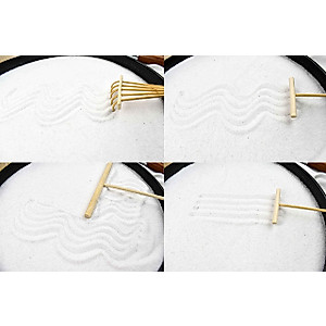 Artcome Japanese Zen Sand Garden for Desk with Rake, Stand, Rocks and Mini Furnishing Articles - Office Table Accessories, Mini Zen Sand Garden Kit - Meditation Gifts