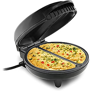 Elite Gourmet EOM205 Non-Stick Omelet, Frittata, Snack Pocket Maker, Gourmet Breakfast, Dessert Maker, 2 Individual Portions, Stainless Steel and Black