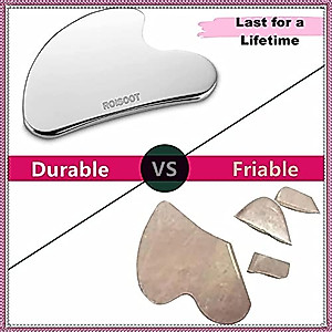 ROISOOT Upgrade Gua Sha Stainless Steel Tool for Face, Massage Scraper for Facial Skin Care (Metallic Luster)