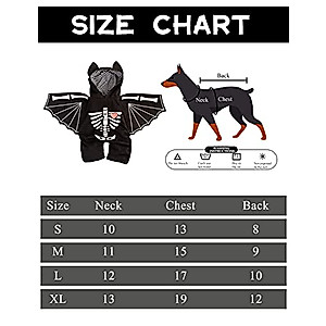 Coomour Dog Halloween Costume Pet Bat Clothes Puppy Halloween Cosplay Hoodies Cat Skull Shirts (L)