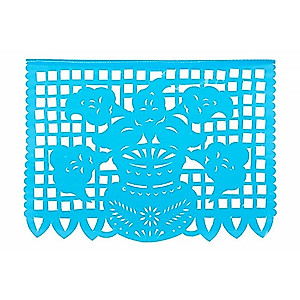 Paper Full of Wishes Festival Mexicano Large Plastic Papel Picado Banner, 9 Multi-Colored Panels 15 feet Long