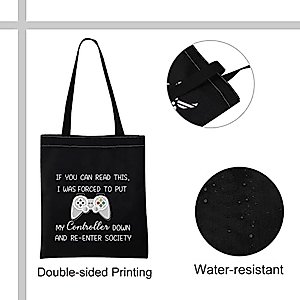 VAMSII Gamer Tote Bag Video Game Lover Gifts if You can Read This I was Forced to Put My Controller Down Bag Game Nerd Gifts (I was forced to put my Controller down)