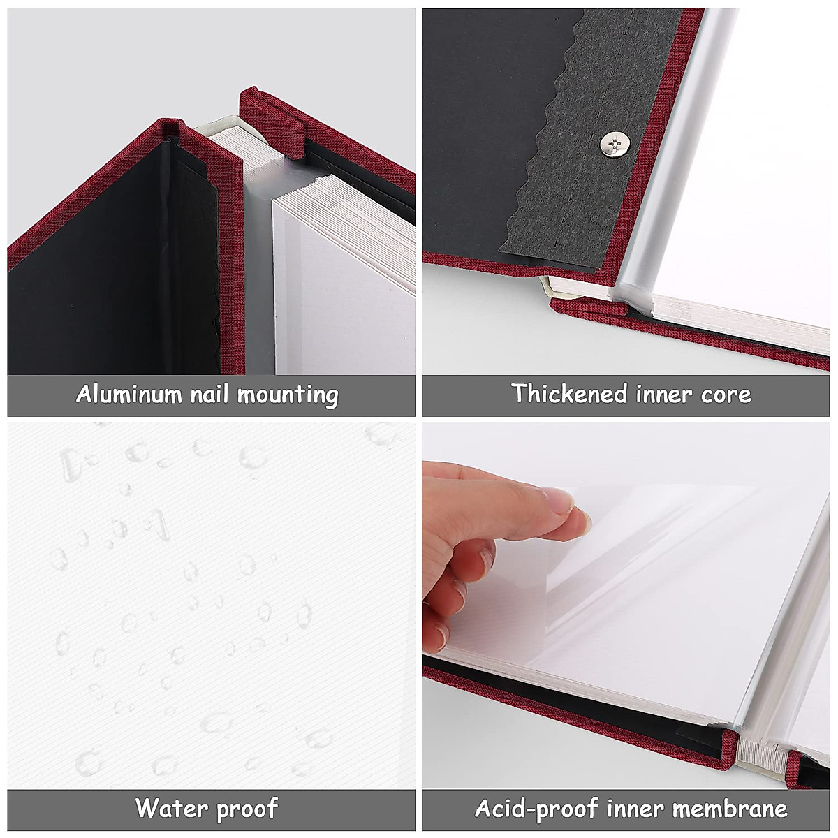 Zesthouse Large 18In Photo Album Self Adhesive 60 Pages, Scrapbook Albums with Sticky Page Holds 10x12 & 8x10 & 5X7 & 4x6 Pictures, DIY Photo Book Ideal Gift for Family Wedding Baby