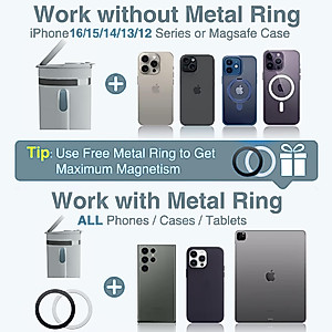 JetFresh 40 oz Tumbler with Handle and Straw Magnetic Phone Holder Tripod Lid Perfect for Car Phone Holder - Insulated Stainless Steel Leak Proof Spill Proof Water Tumbler for Men and Women Cup