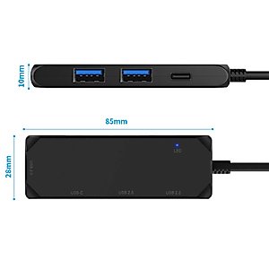 USB C Hub 4-Port Splitter Expansion Cable Adapter Compatible with USB 2.0/1.2/1.0 Supports commonly Used USB Devices Such as Mouse and Keyboard, USB Fan