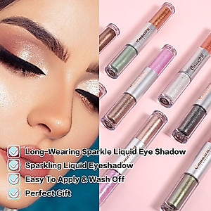 evpct 16 Colors Liquid Glitter Shimmer Metallic Eyeshadow Set Glitter Sparkle Colorful Liquid Eyeliner Makeup Set delineador pupilentes de ojos contra el agua sombras colores para ojos con brillo