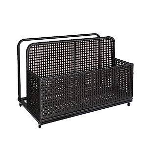 IDEALHOUSE Poolside Float Storage, Outdoor Storage, Patio Poolside Float Storage Basket, Storage Box, PE Rattan Outdoor Pool Caddy with Rolling Wheels for Floaties, Beach-Sturdy & Movable,Black-brown