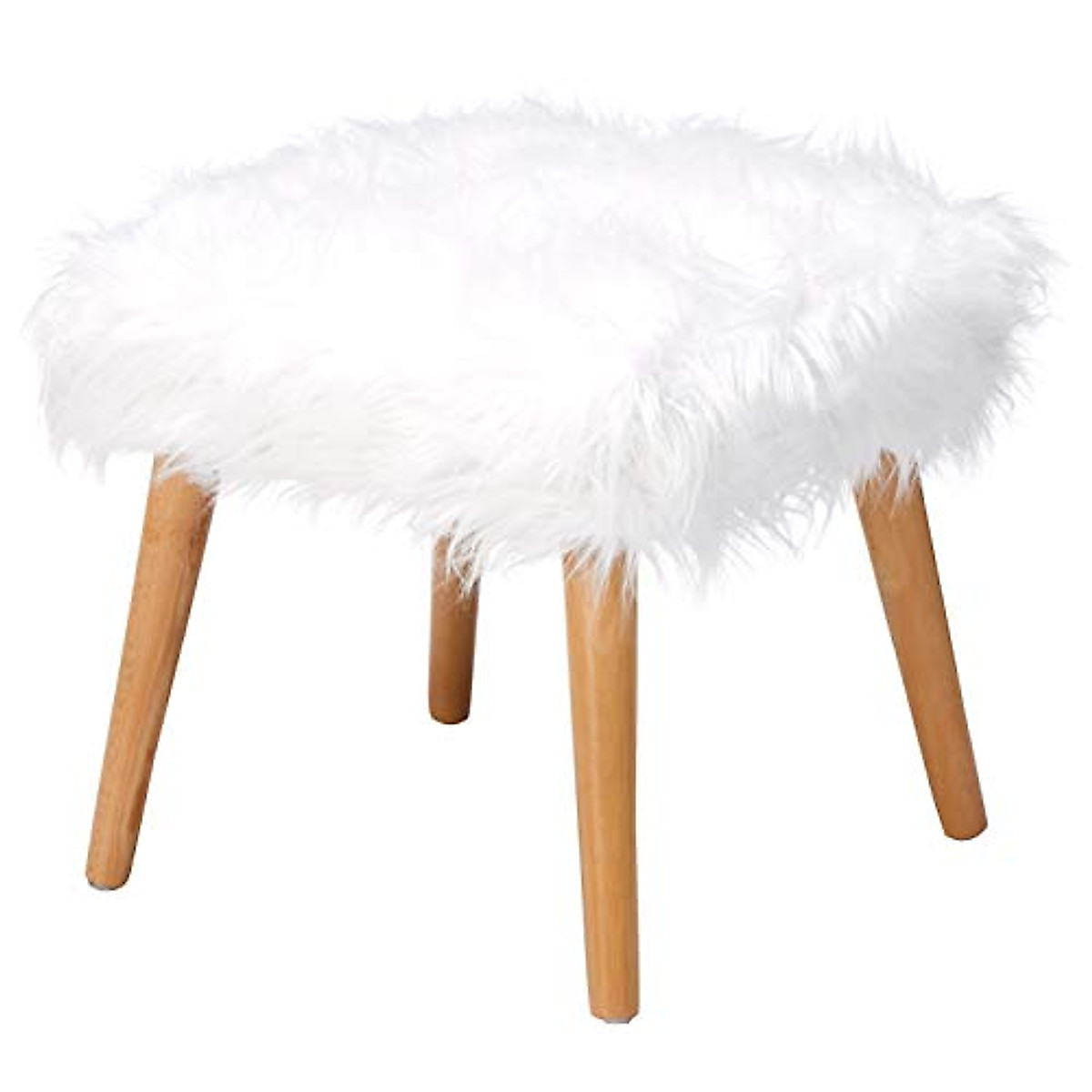Christopher Knight Home Huxley Faux Fur Ottoman, White