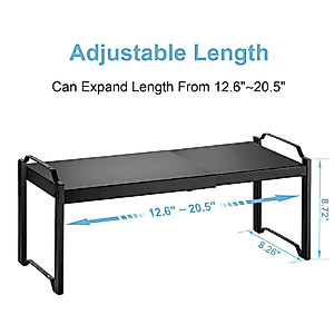 2 Pack Expandable Cabinet Countertop Shelves, Stackable Shelves Organizers For Kitchen Cabinet Countertop Storage, Adjustable Counter Cupboard Pantry Organizer Shelf Rack Stand, Length:20.5"