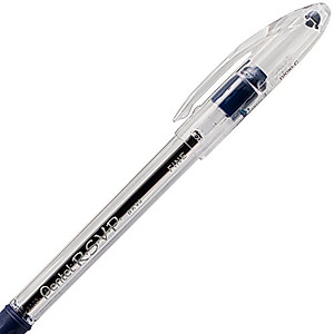 Pentel® R.S.V.P.® Ballpoint Pens, Fine Point, 0.7 mm, Clear Barrel, Blue Ink, Pack of12