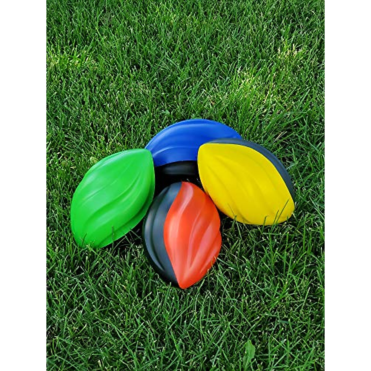 LMC Products 7" Spiral Mini Football for Kids 4 Pack - Kids Football - Foam Footballs for Kids - Soft, Small Footballs for Kids (Red, Yellow, Blue and Green)