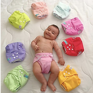 ALVABABY 6pcs with 12 Inserts Baby Cloth Diapers Pocket Newborn Diaper for Less Than 12pounds Baby Snaps Cloth Diapers Nappy