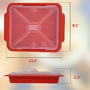 MMUGOOLER Microwave Easy Bacon Maker/Cooker with Lid, Safety, Quick and with No Mess, 11.3“ L x 9.0" W x 2.4" H- Red