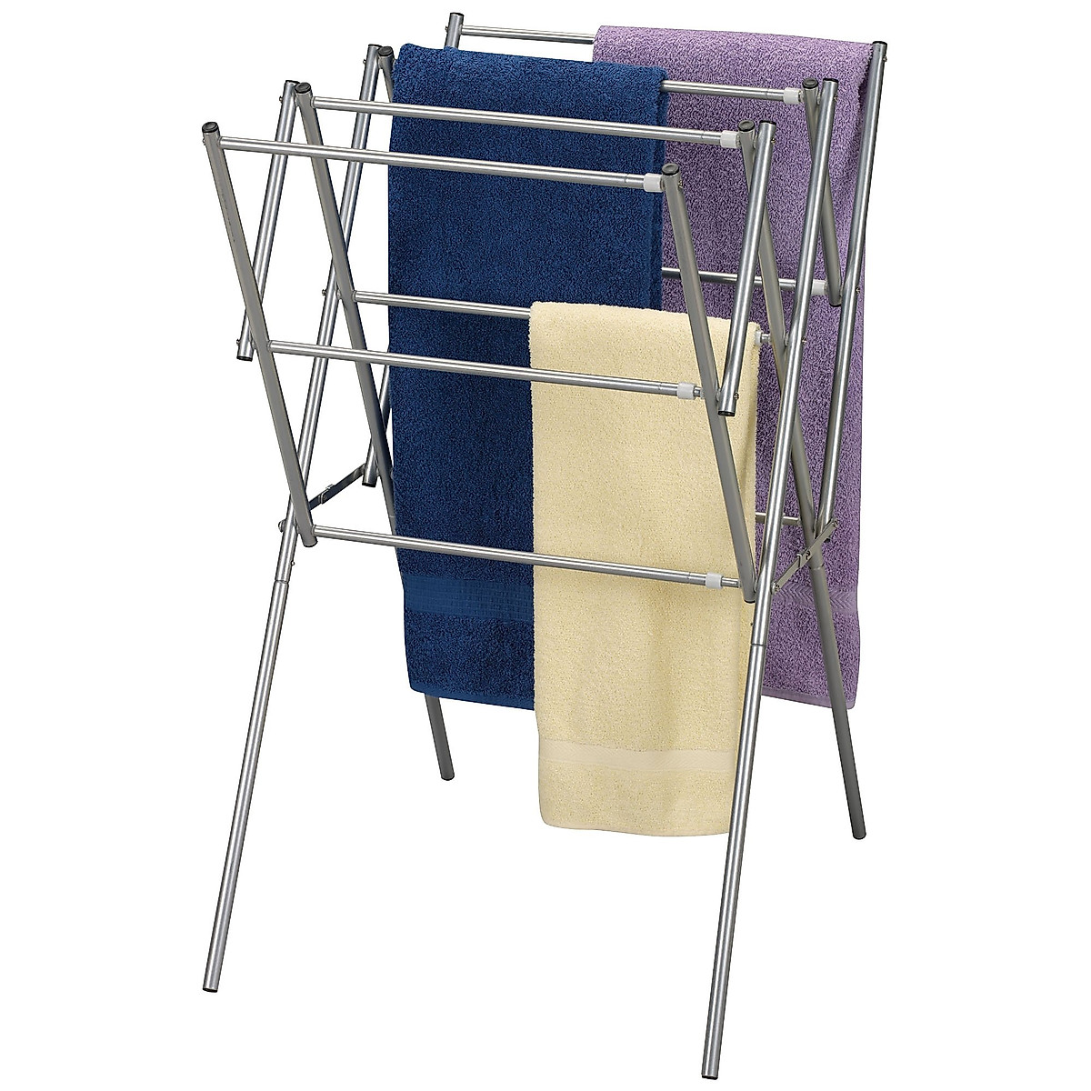 Household Essentials 5127 Collapsible Expandable Metal Clothes Drying Rack - Dry Wet Laundry Indoors - Satin Silver
