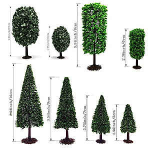 Miniature Trees and Model Trees with Base Bushes Diorama Trees Woodland Model Train Scenery Fake Trees for DIY Landscape, 16 PCS by Baryuefull