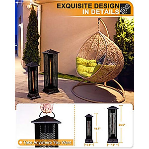 Star Patio Electric Patio Heater, Freestanding Outdoor Heater, 1500W Infrared Heater with Matte Black Finished, Tip-Over Protection, Silent Heating, IP55 Outdoor Heaters, STP1299-RMHD-M