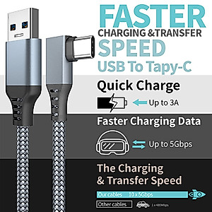 BWWNBY Travel Fast Charging Durable Link Cable Portable Gaming PC for Oculus Quest 2(Gray,Size:5m)