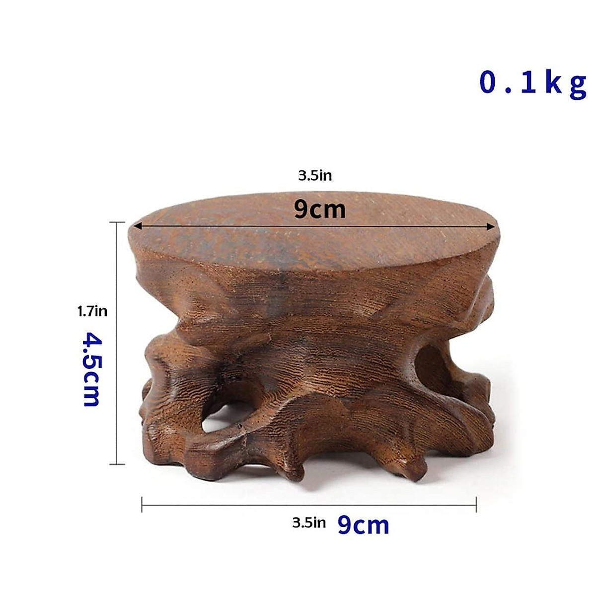 Bonsai Base Round Base Rosewood Handicraft Base Plant Cushion Elevated Solid Wood Teapot Ornaments Root Carving Base Suitable for Home Garden Decoration Indoor Plant Stands (Size : A)